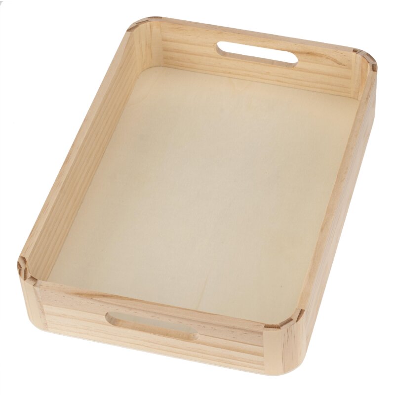 Glorex Tablett mit Griff 34,5x24,5x6cm Holz, abgerundete Ecken, FSC, 22 ...