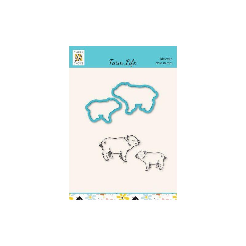 Stanzschablone Farm Leben, Schweine 2Stk, 56x37mmmm, 9.95 CHF
