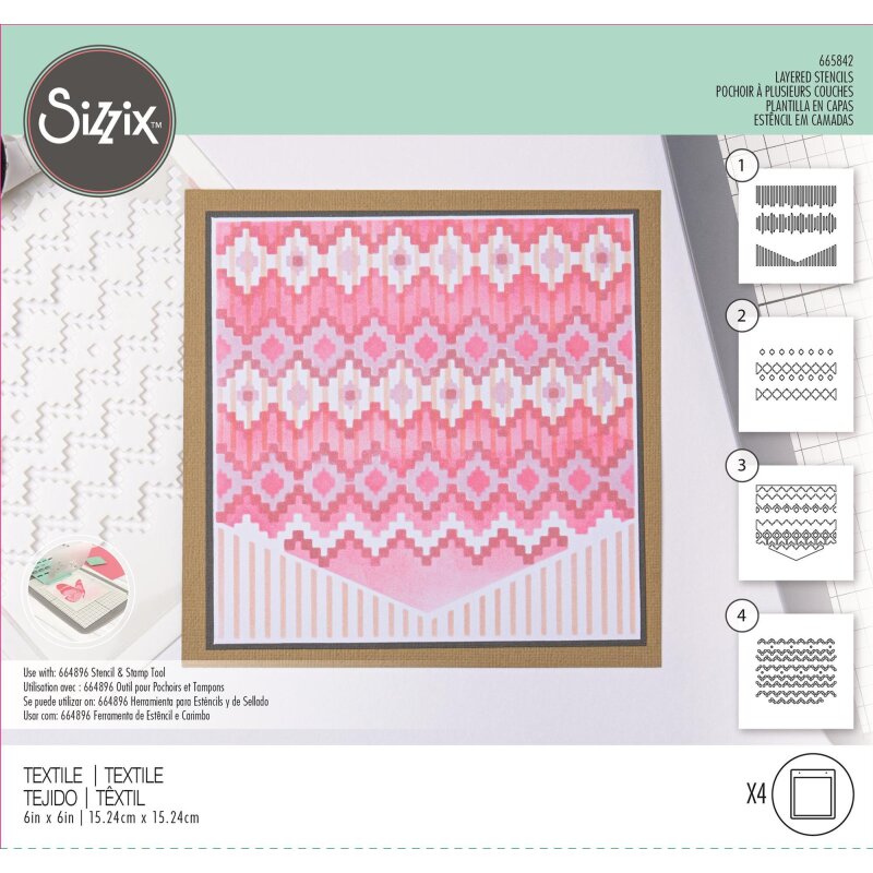 Sizzix Layered Stencils 4PK - Textile by Olivia Rose, 19.95 CHF