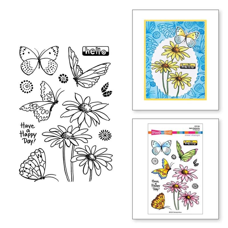 Spellbinders Hello Butterfly Clear Stamp Set from the Stampendous Spr ...