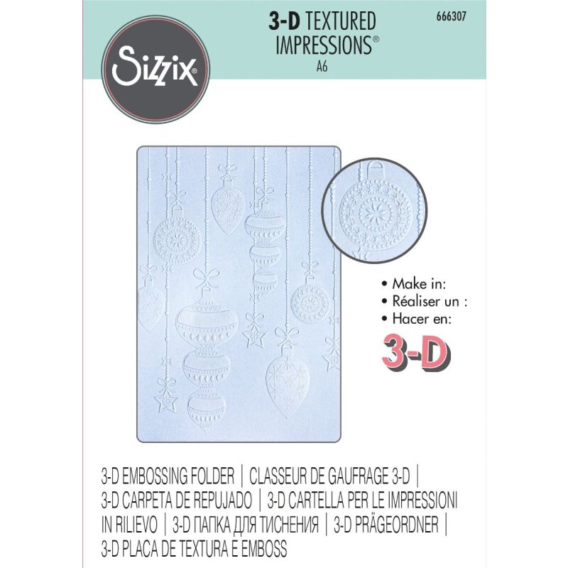 Sizzix 3-D Textured Impressions Embossing Folder Sparkly Ornaments by ...
