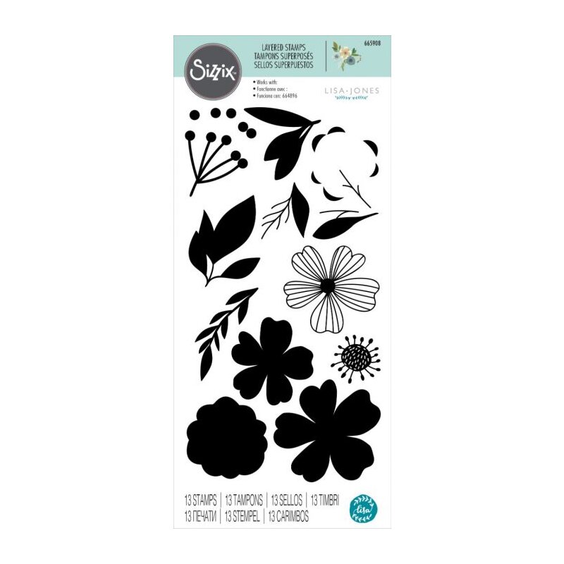 Sizzix Layered Clear Stamps Set 13PK Blossoms by Lisa Jones, 11.95 CHF