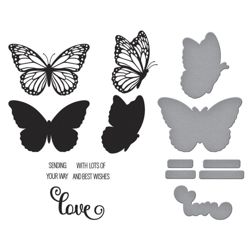 Spellbinders Wildflowers Press Plate & Die Set Butterfly Silhouettes ...
